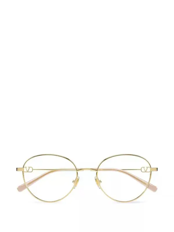 Valentino Garavani Vlogo Signature Round-frame Glasses - Gold