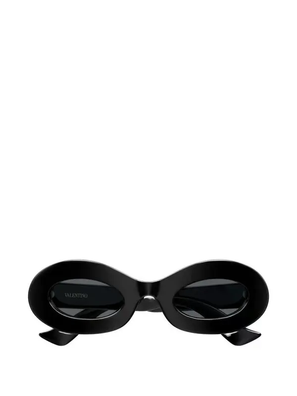 Valentino Garavani Stud-embellished Oval-frame Sunglasses - Black