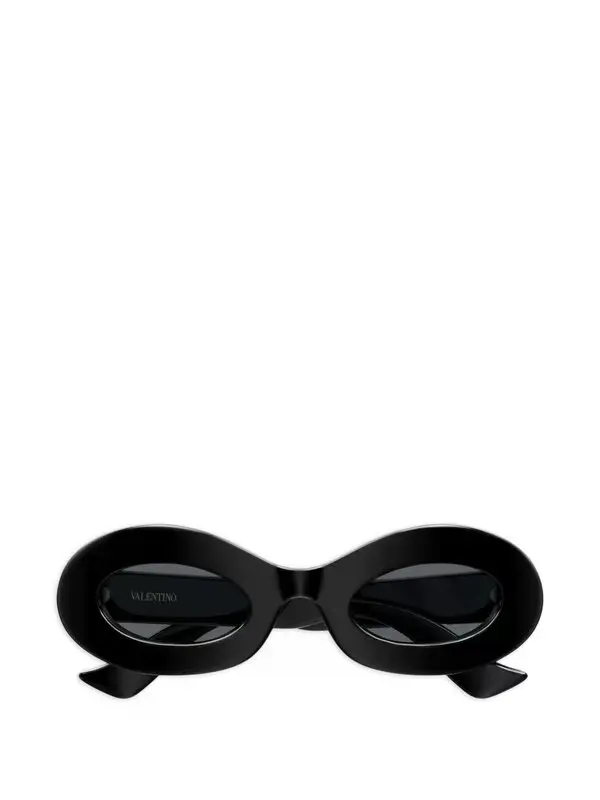 Valentino Garavani Stud-embellished Oval-frame Sunglasses - Black