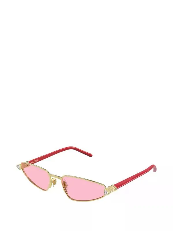 Valentino Garavani Crystal-embellished Geometric-frame Sunglasses - Gold