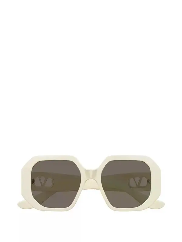 Valentino Garavani Vlogo Geometric-frame Sunglasses - Neutrals