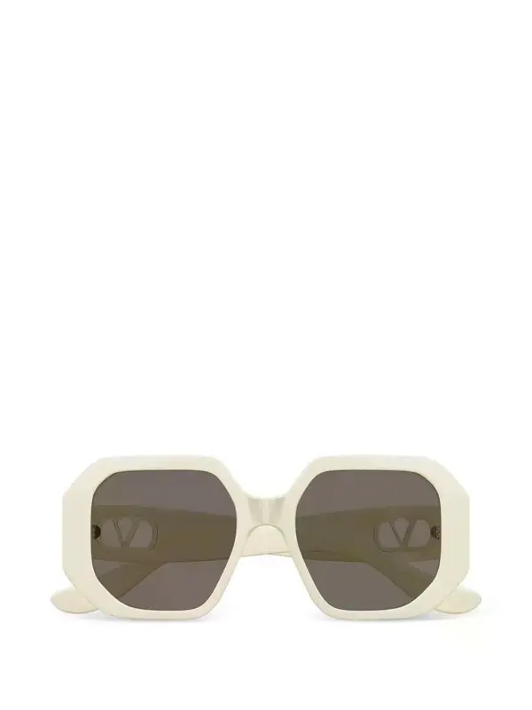 Valentino Garavani Vlogo Geometric-frame Sunglasses - Neutrals