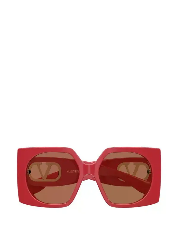 Valentino Garavani Vlogo Geometric-frame Sunglasses - Red