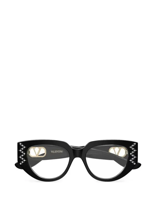 Valentino Garavani Vlogo Crystal-embellished Eyeglasses - Black