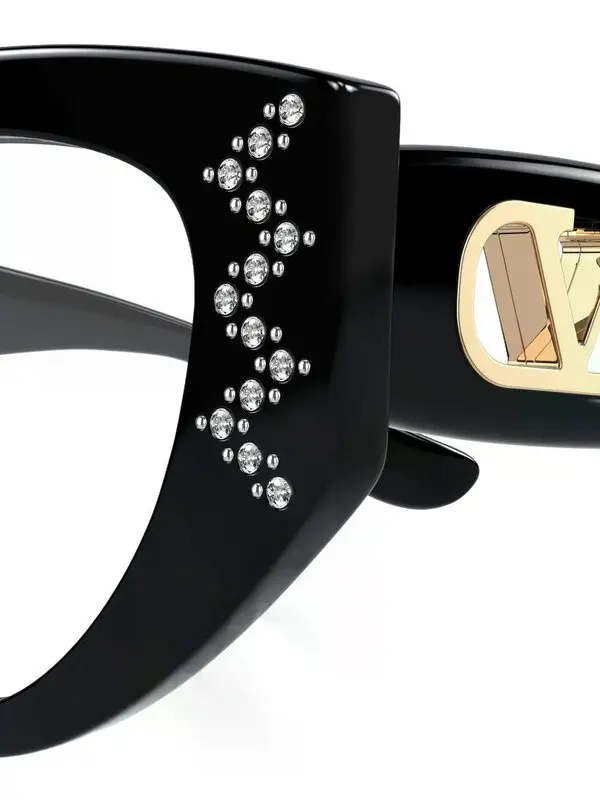 Valentino Garavani Vlogo Crystal-embellished Eyeglasses - Black