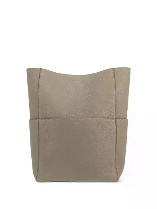 Celine 2010s Sac Sangle Grained Shoulder Bag - Neutrals