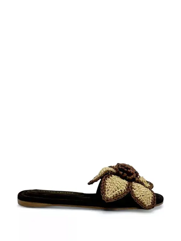 PALOMA BARCELO Flower-appliqué Flat Sandals - Brown