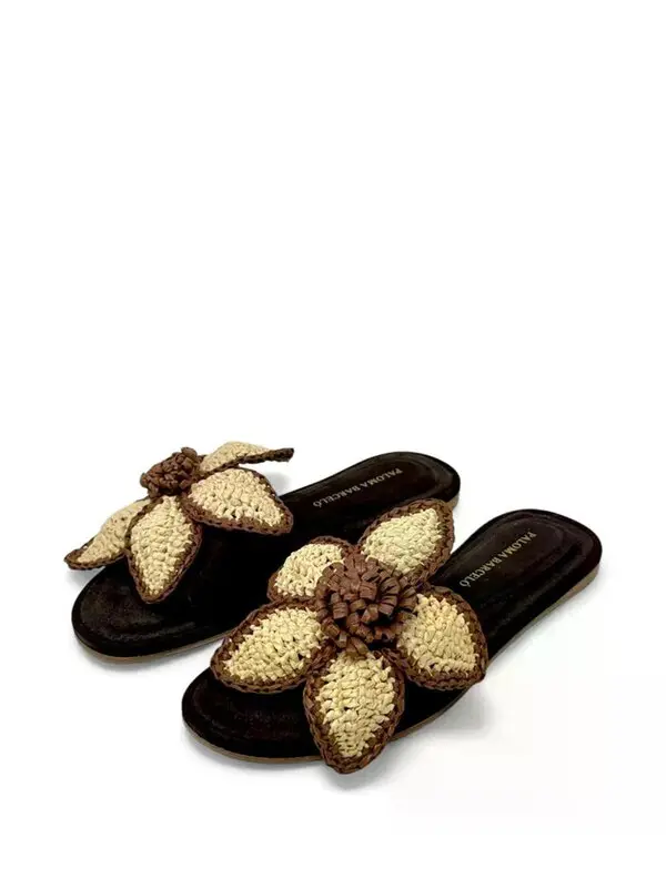 PALOMA BARCELO Flower-appliqué Flat Sandals - Brown