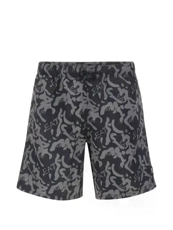EA7 Logo-print Swim Shorts - Black