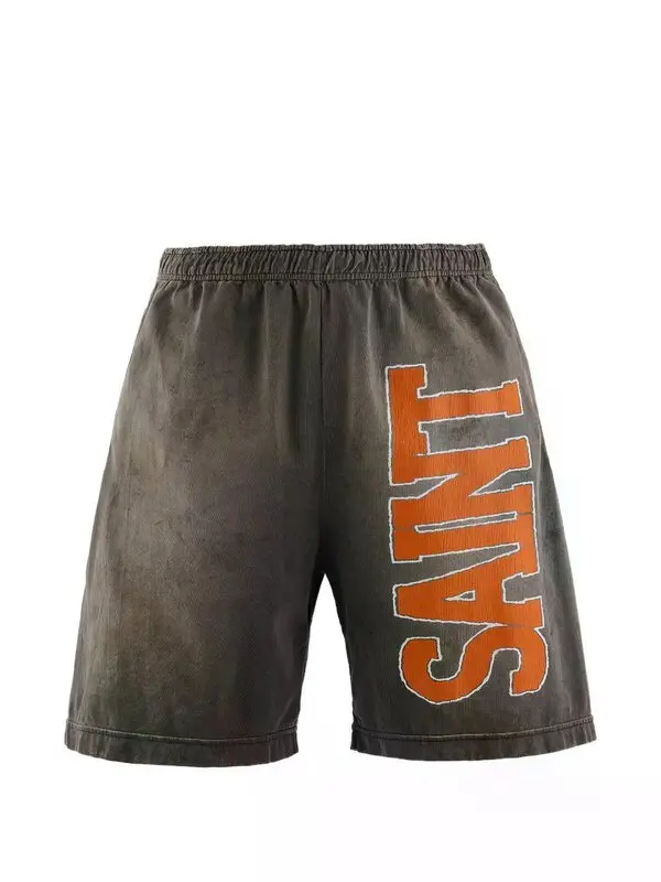 SAINT MXXXXXX Logo-print Jersey Shorts - Grey