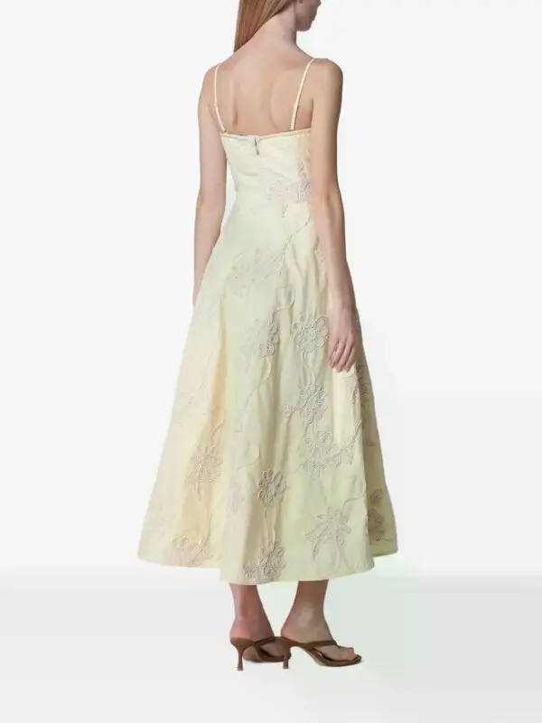 ROTATE BY BIRGER CHRISTENSEN Sleeveless Appliqué Midi Dress - Yellow