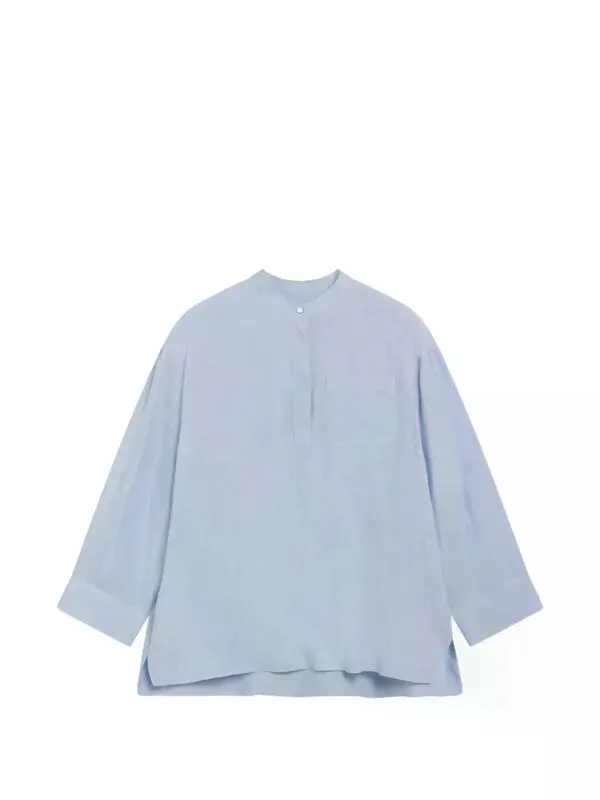 Max Mara Patch-pocket Linen Polo Top - Blue