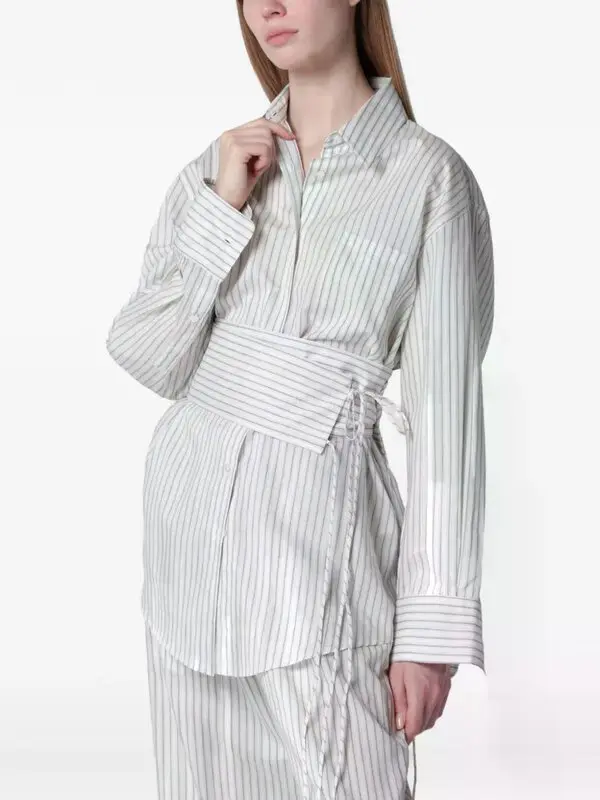 RÓHE Striped Belted Shirt - White