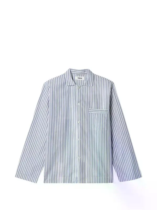 TEKLA Skagen Striped Pajama Shirt - White