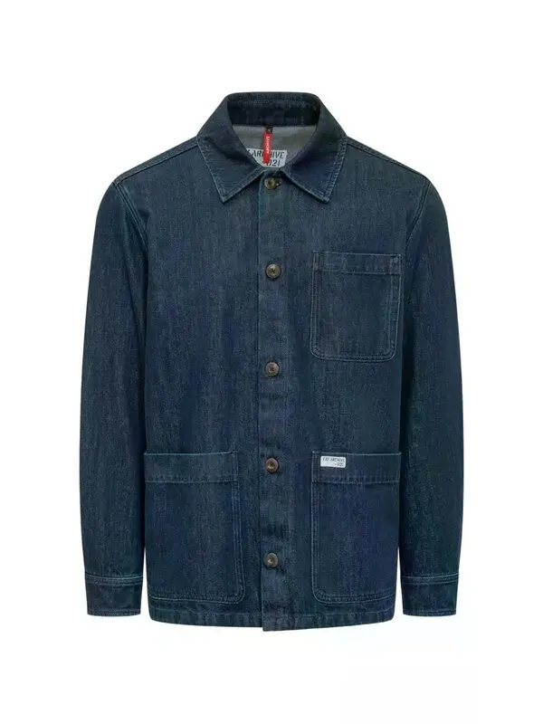 FAY Logo-patch Overshirt - Blue
