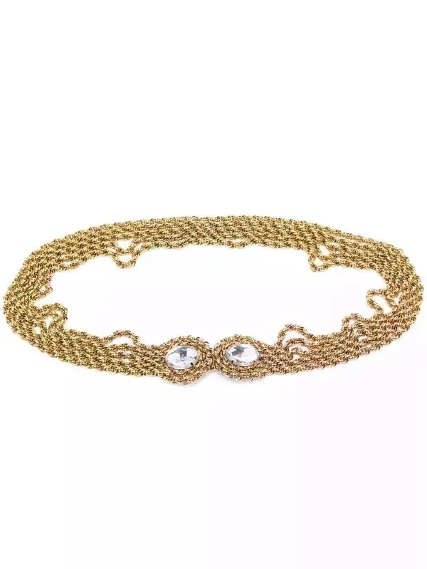 REWIND VINTAGE AFFAIRS Crystal-embellished Multi-chain Belt - Gold