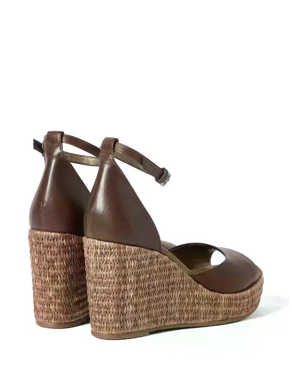 Brunello Cucinelli Suede Espadrille Wedges With Monili Detail
