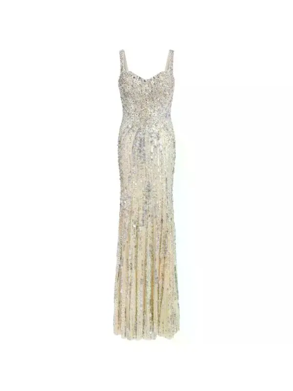 Jenny Packham Sequin-embellished Maxi Dress - Neutrals