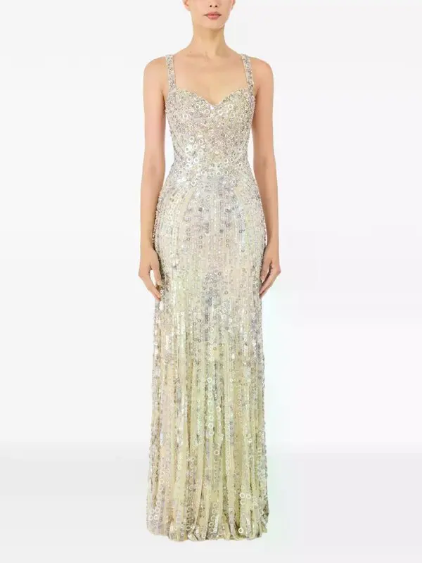 Jenny Packham Sequin-embellished Maxi Dress - Neutrals