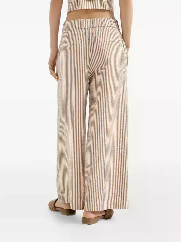 Brunello Cucinelli Striped Cotton Seersucker Baggy Trousers