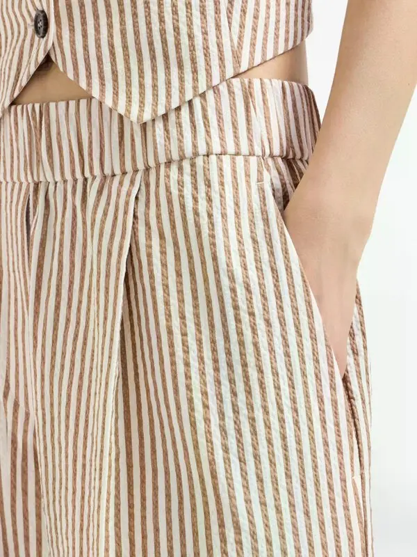 Brunello Cucinelli Striped Cotton Seersucker Baggy Trousers
