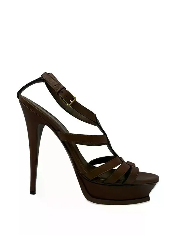 Saint Laurent Tribute Platform Sandals - Brown