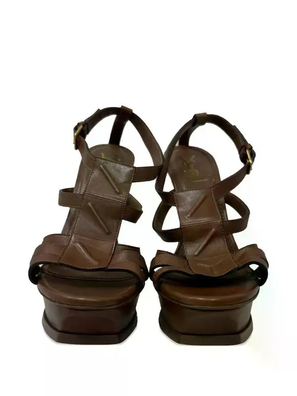 Saint Laurent Tribute Platform Sandals - Brown