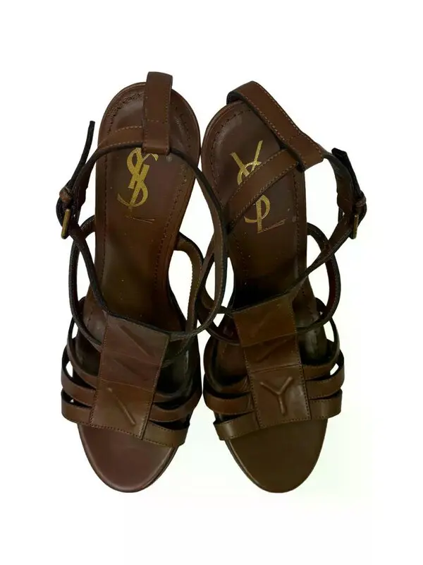 Saint Laurent Tribute Platform Sandals - Brown