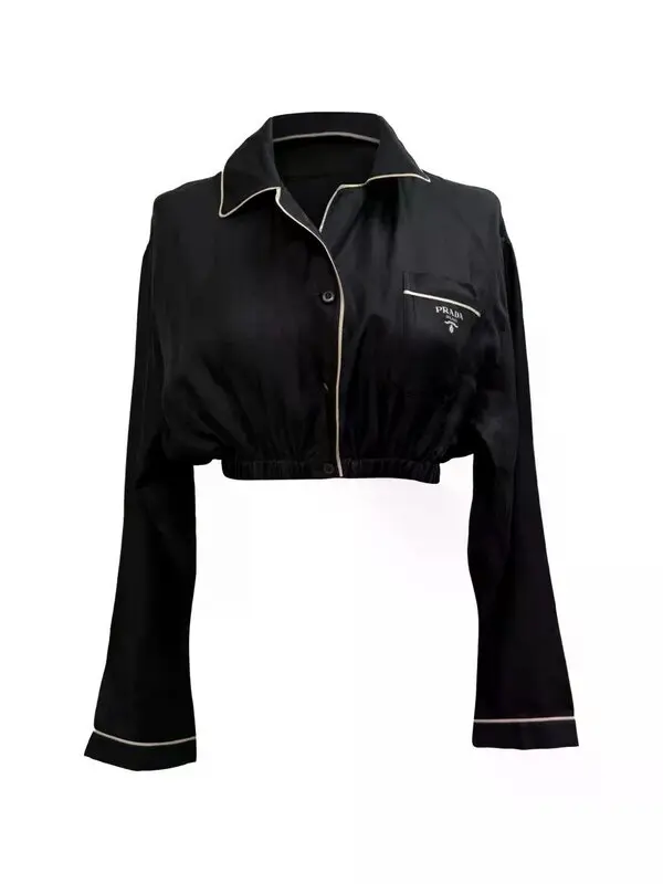 Prada Cropped Long-sleeve Blouse