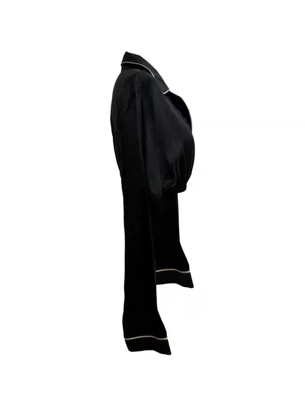 Prada Cropped Long-sleeve Blouse