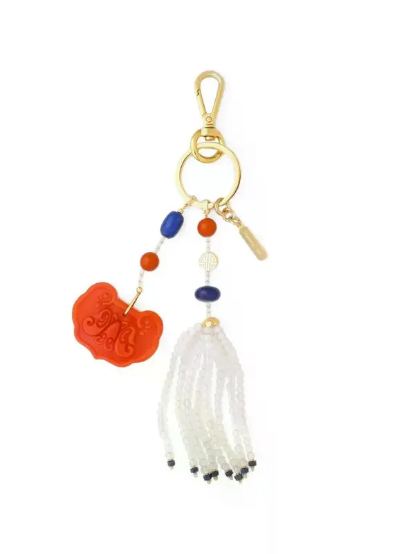 Shanghai Tang Beaded Tassel Keyring - Gold
