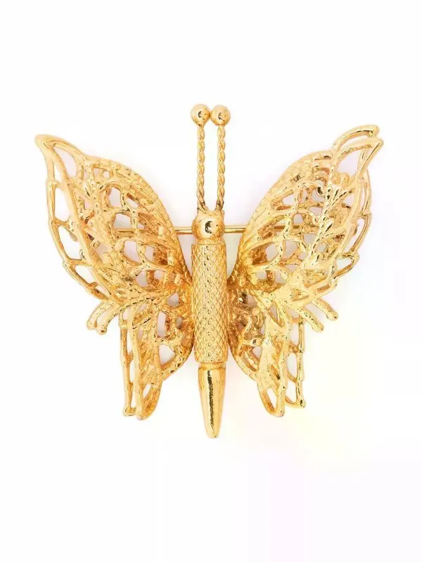 MONET 1990s Textured-finish Butterfly Brooch - Gold