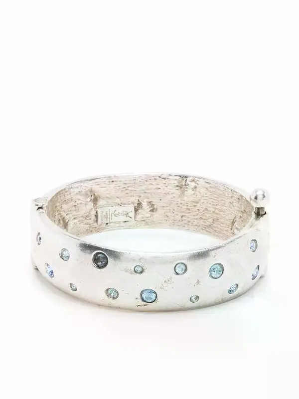 Saint Laurent 1990 Crystal-embellished Bracelet - Silver