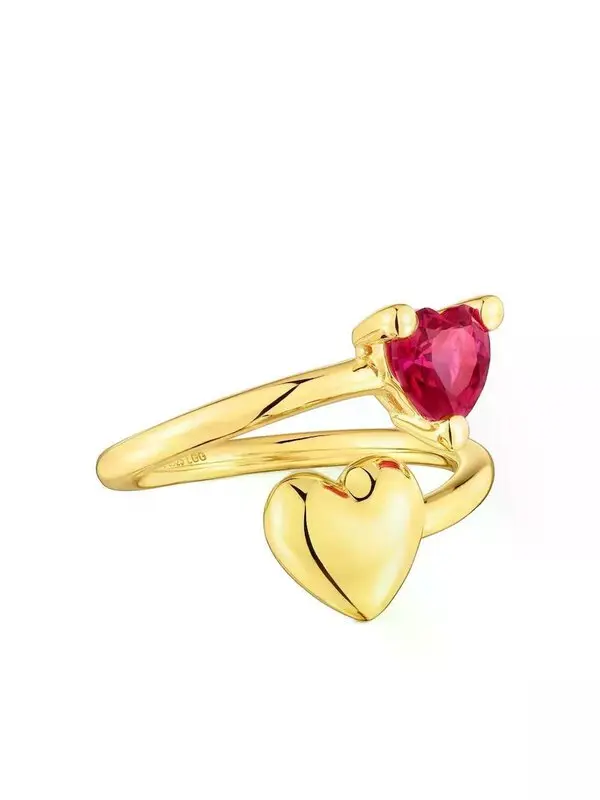TOUS Heart-shaped Ruby Ring - Gold
