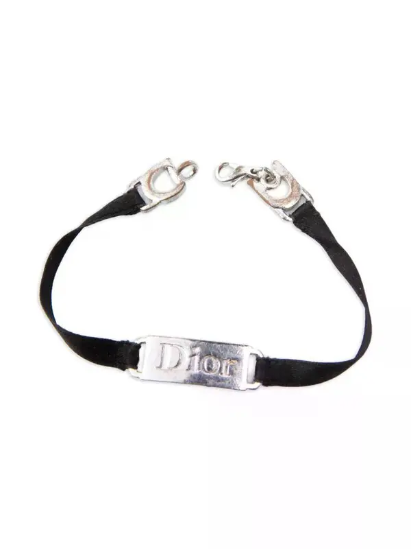 Dior 2000s Satin Logo Bracelet - Black