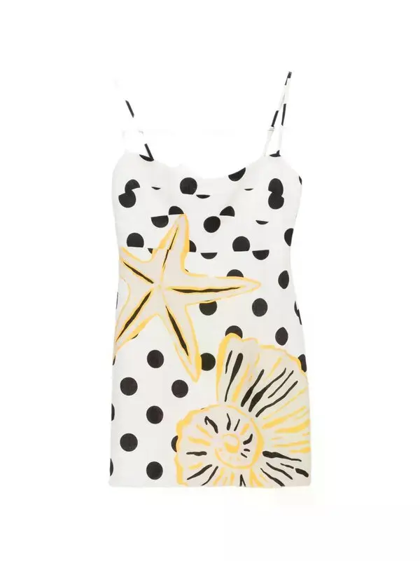 CALA DE LA CRUZ Lucca Polka-dot Mini Dress - White