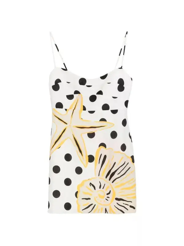 CALA DE LA CRUZ Lucca Polka-dot Mini Dress - White