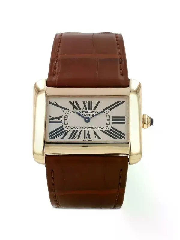 CARTIER 2000s Tank Divan Watch With Cabochon Crown - Brown