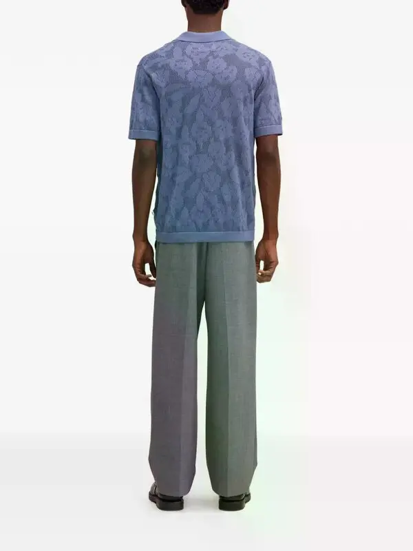 Nn07 Ryan Floral-jacquard Pointelle-knit T-shirt - Blue