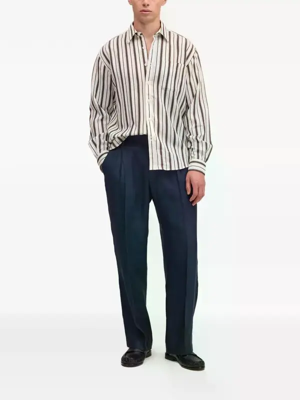 Nn07 Deon Striped Chest-pocket Shirt - Neutrals