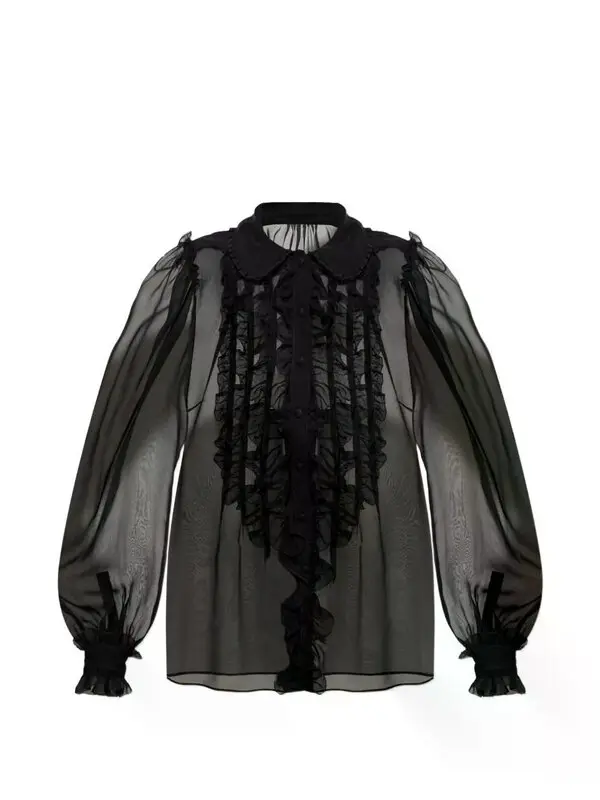 Dolce & Gabbana Ruffled Sheer Blouse - Black