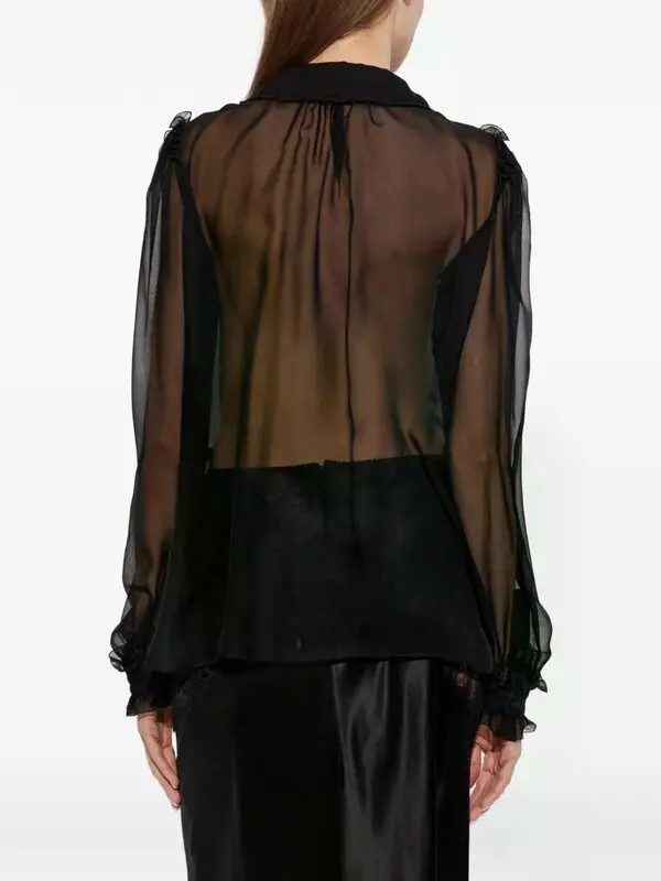 Dolce & Gabbana Ruffled Sheer Blouse - Black