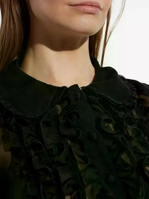 Dolce & Gabbana Ruffled Sheer Blouse - Black