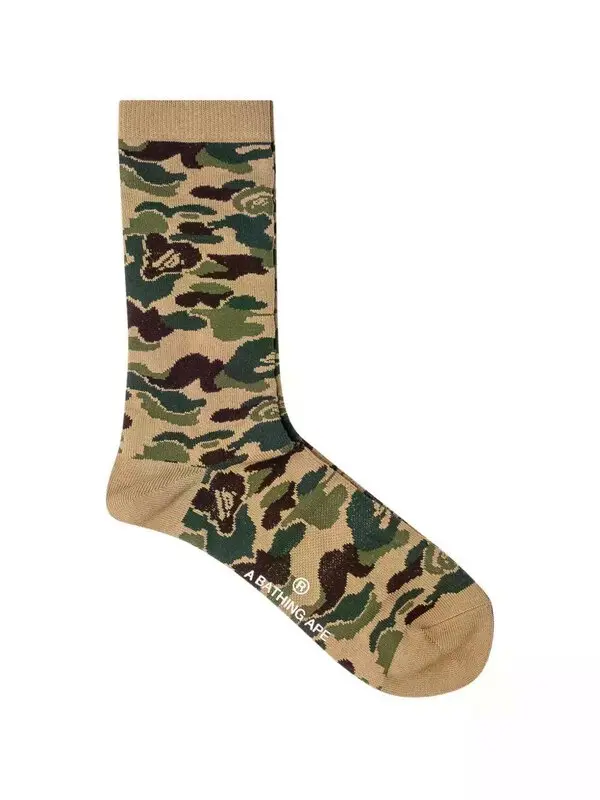 A BATHING APE Camo-print Crew Socks - Neutrals