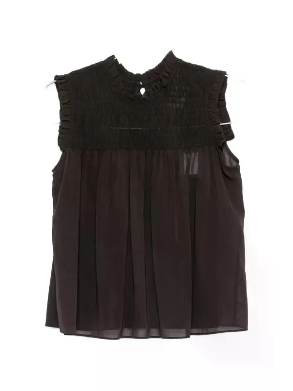 Pinko Ariccia Smocked Ruffled Top - Brown