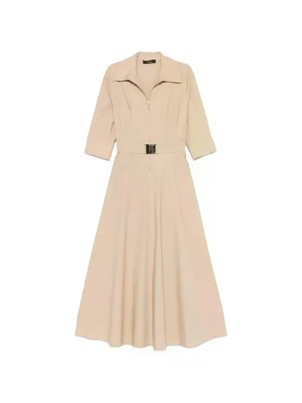 TWINSET Belted Zip-up Midi Dress - Neutrals