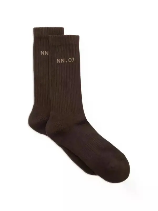 Nn07 Ribbed Tennis Socks - Brown