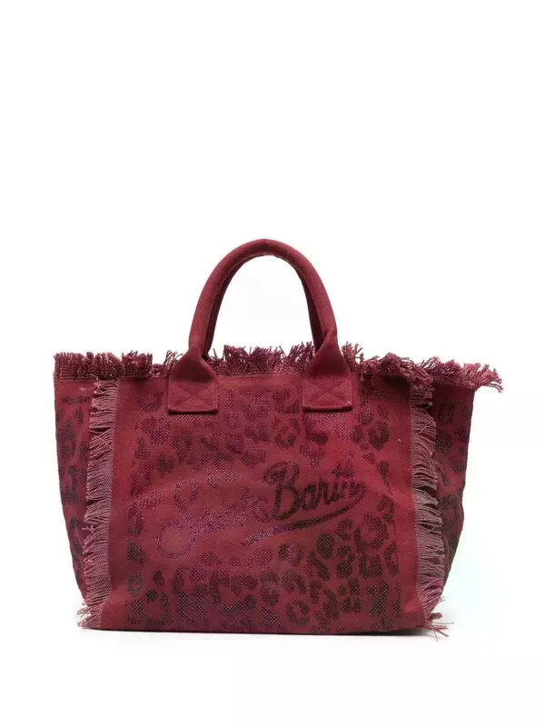 MC2 SAINT BARTH Leopard Beaded Tote Bag - Red