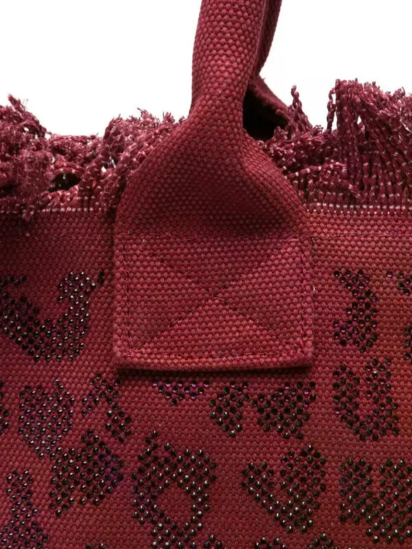 MC2 SAINT BARTH Leopard Beaded Tote Bag - Red