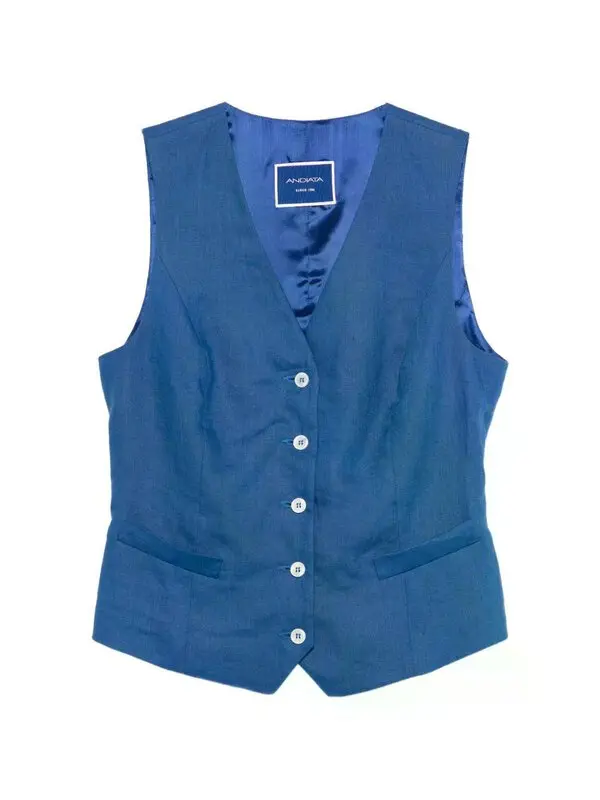 ANDIATA Maria V-neck Waistcoat - Blue